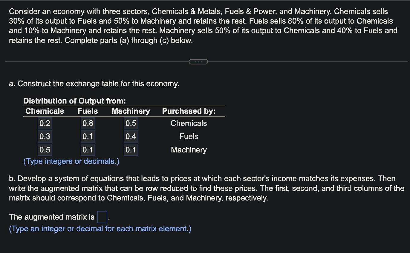 [Solved]: Consider an economy with three sectors, Chemicals