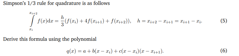 Solved Simpson's 1/3 rule for quadrature is as follows | Chegg.com