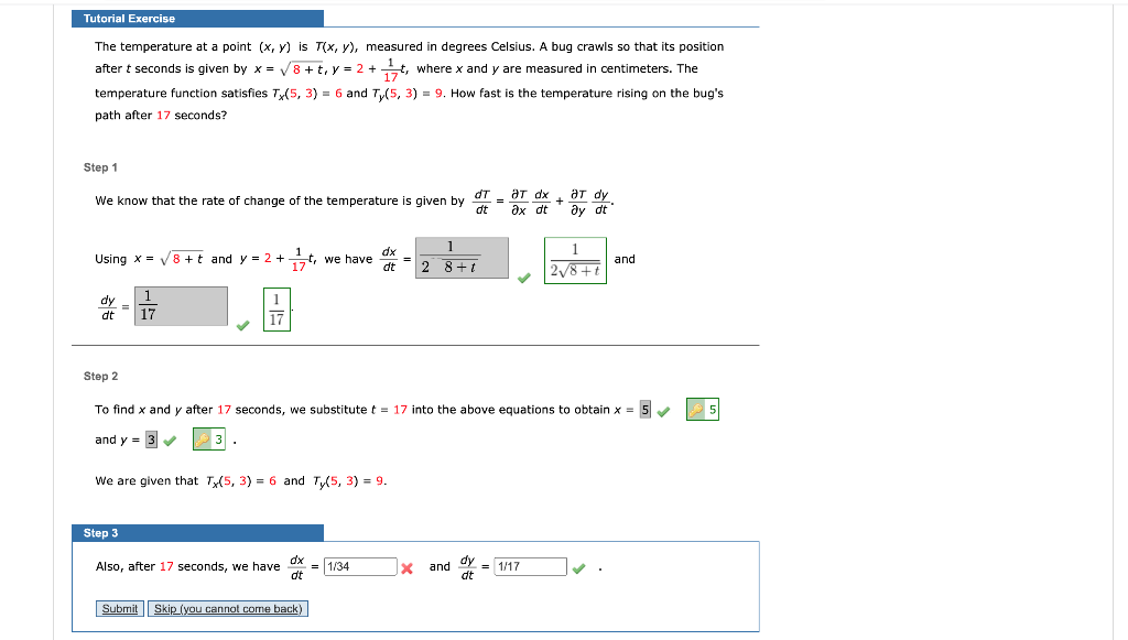 Solved Tutorial Exercise The temperature at a point (x, y) | Chegg.com