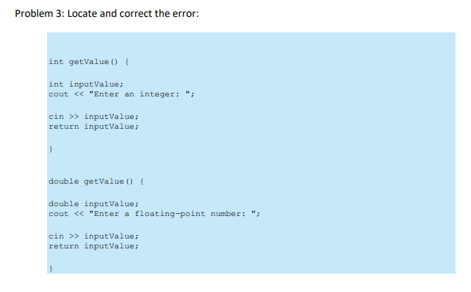 Solved Problem 3: Locate and correct the error: int | Chegg.com