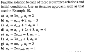 Solved Find the solution to each of these recurrence | Chegg.com