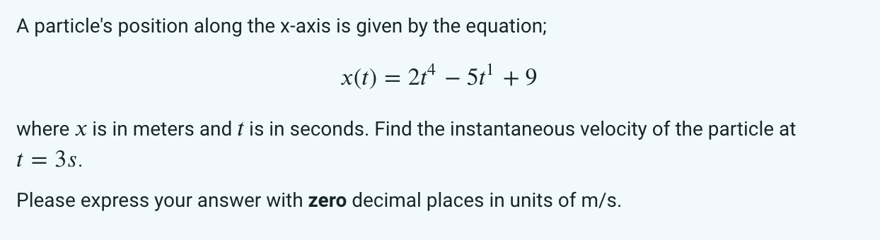 Solved A particle's position along the x-axis is ﻿given by | Chegg.com