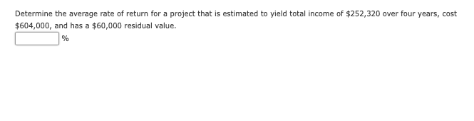 Solved Determine the average rate of return for a project | Chegg.com