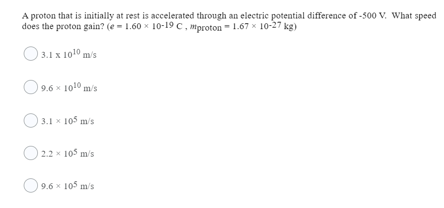 Solved A proton that is initially at rest is accelerated | Chegg.com