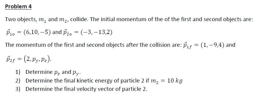 Solved Problem 4Two objects, m1 ﻿and m2, ﻿collide. The | Chegg.com