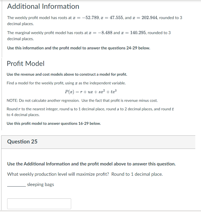 Solved Additional InformationThe weekly profit model has | Chegg.com