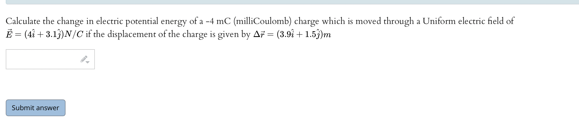 Solved Calculate the change in electric potential energy of | Chegg.com