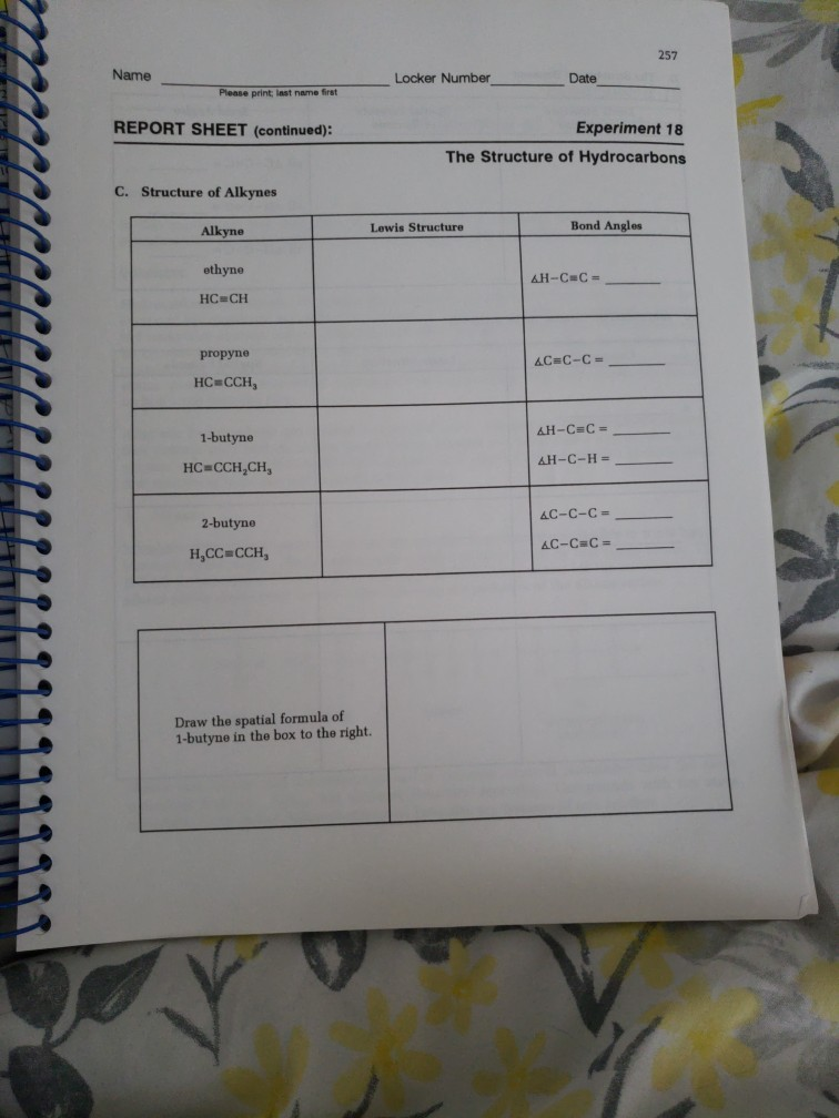 Solved 255 Name Locker Number Date Please print; last name | Chegg.com