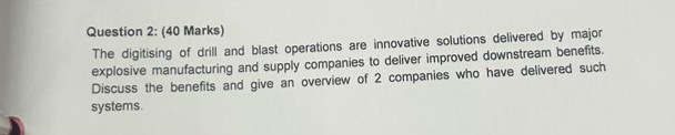 Solved Question 2: (40 ﻿Marks)The digitising of drill and | Chegg.com