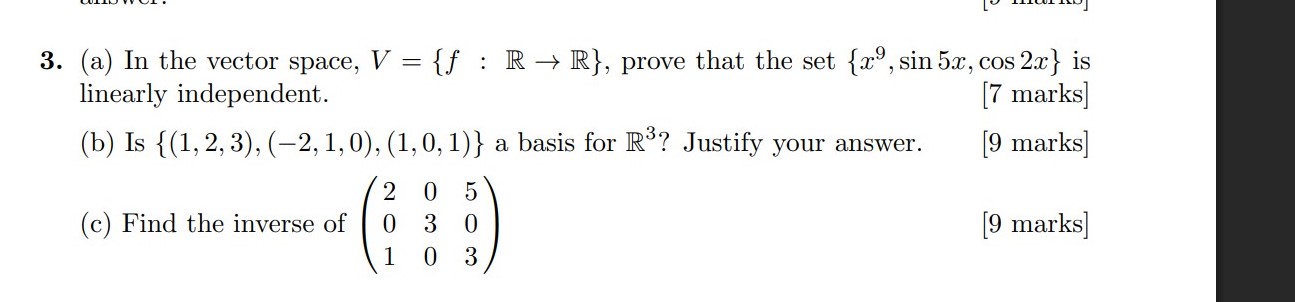 Solved (a) In ﻿the vector space, V={f:R→R}, ﻿prove that the | Chegg.com