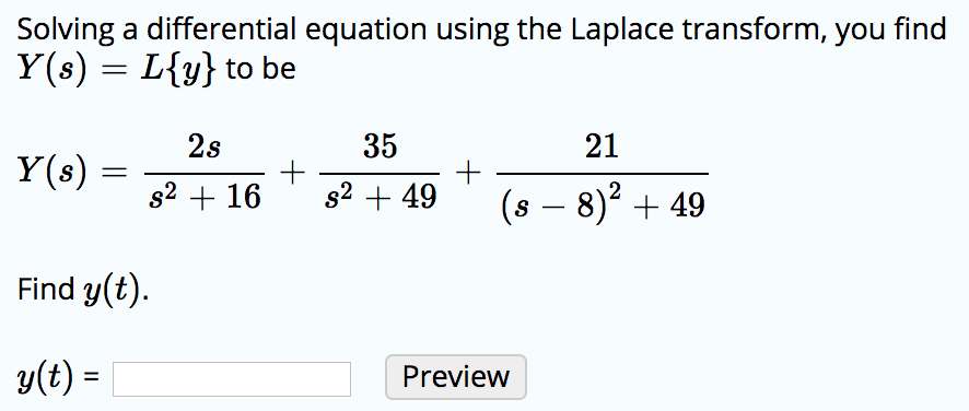 Solved Solving a differential equation using the Laplace | Chegg.com