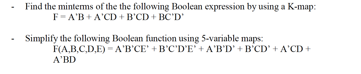 Solved - Find the minterms of the the following Boolean | Chegg.com