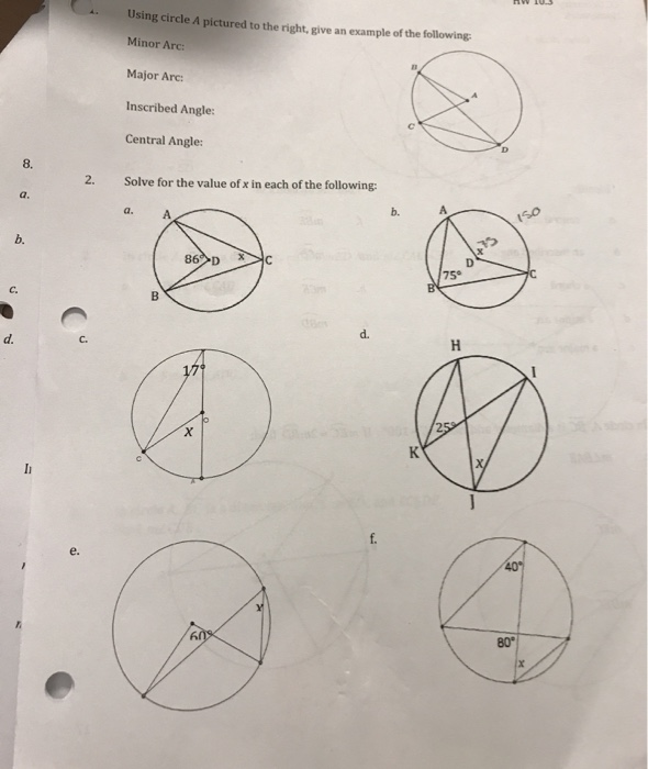 Inscribed Angle Examples