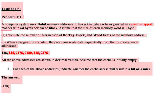 Solved A Computer System Uses 16 Bit Memory Addresses It 3619