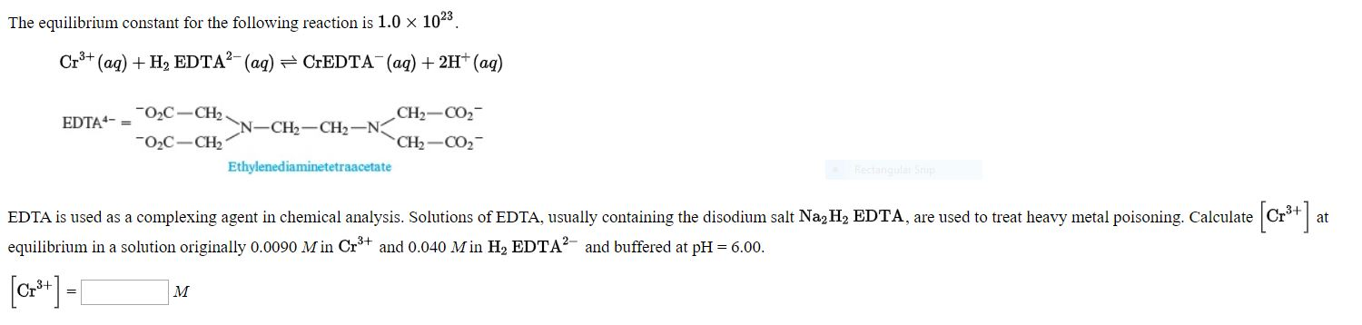 Solved The equilibrium constant for the following reaction | Chegg.com