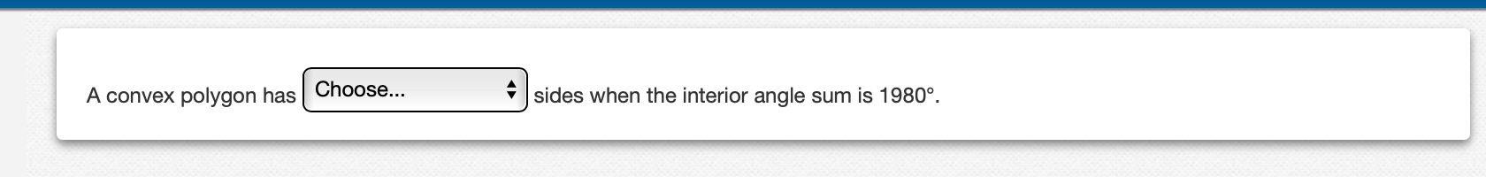 Solved A convex polygon has _____ sides when the interior | Chegg.com