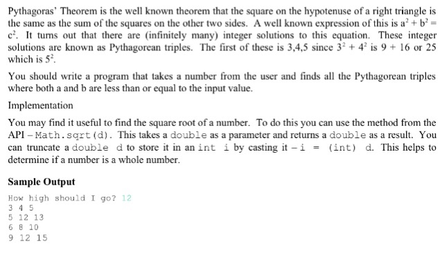 Solved Pythagoras' Theorem is the well known theorem that | Chegg.com