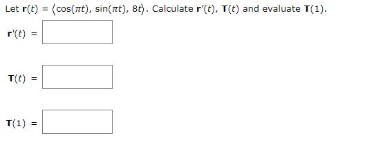 Solved Let r(t) = (7 + 4t, 2 - 6t, 3t). Calculate r'(t), | Chegg.com