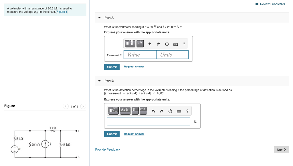 Solved I Review Constants A voltmeter with a resistance of | Chegg.com