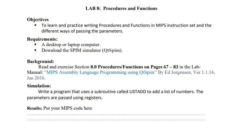 Solved Lab 8 Procedures And Functions Objectives To Learn 