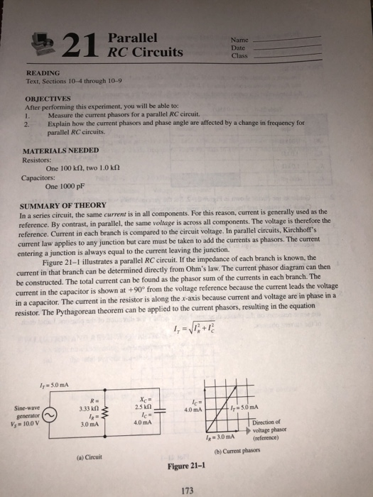 Solved Parallel Rc Circuits Name Reading Text Sections 10 4 1598