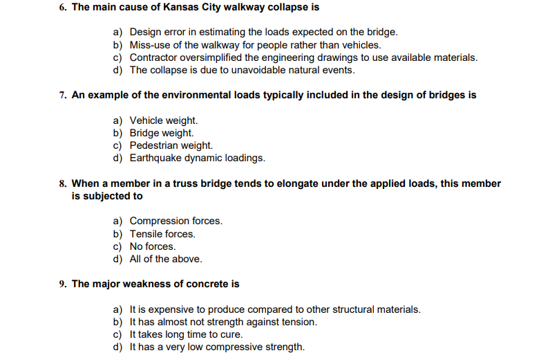 Solved 3. What is the simplest type of bridges? a) Girder | Chegg.com