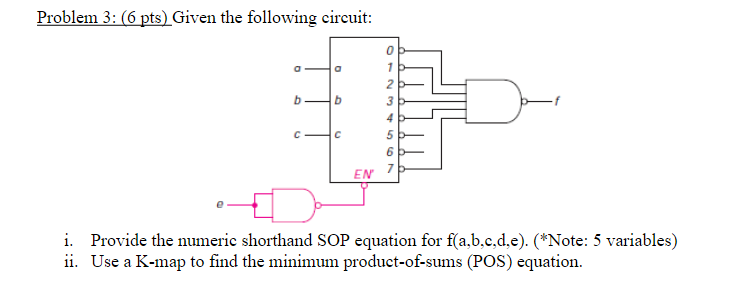 Solved Problem 3: (6 pts) Given the following circuit: ор 1 | Chegg.com