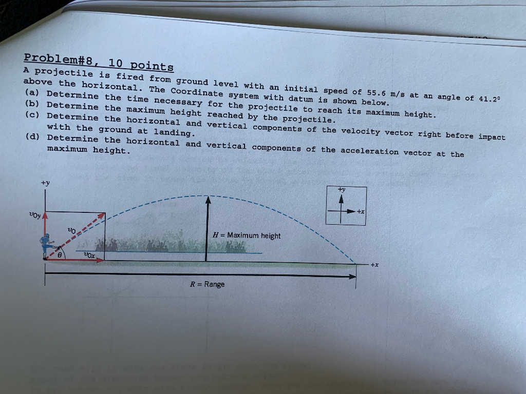 Solved Problem#8, 10 points A projectile is fired from | Chegg.com