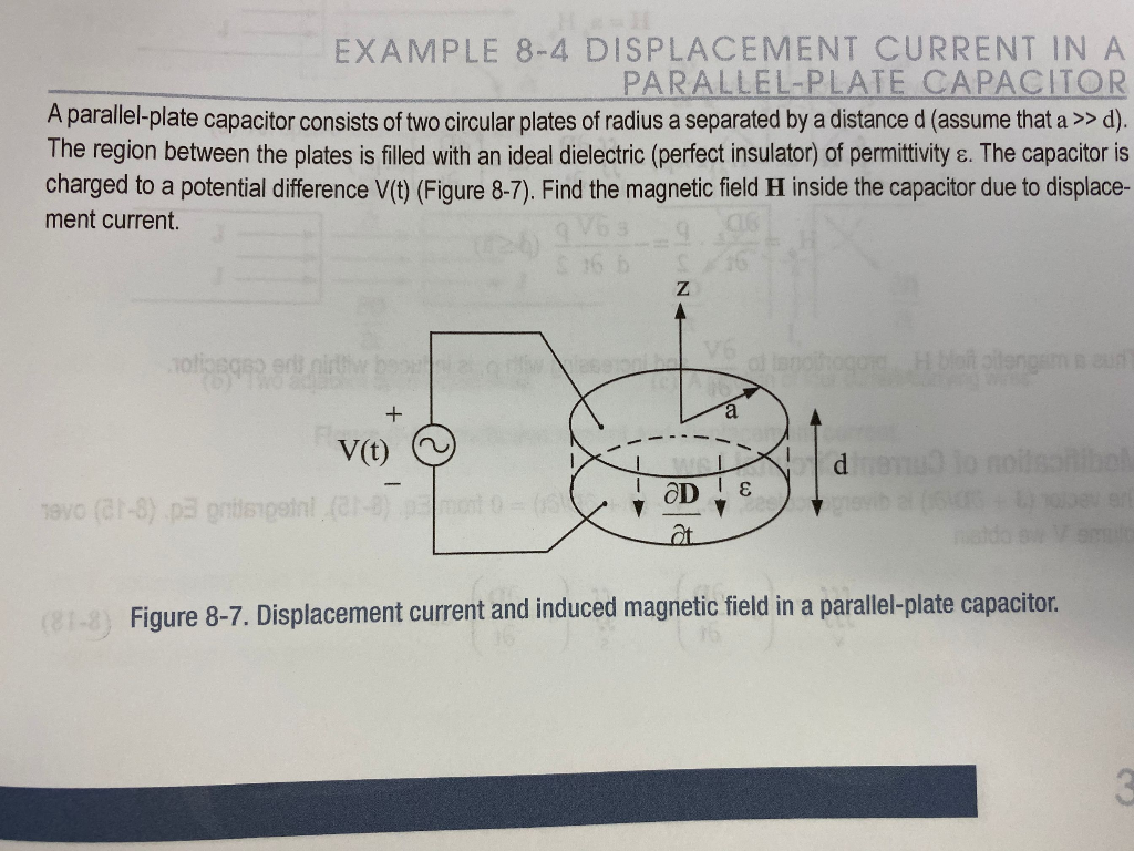Solved EXAMPLE 8-4 DISPLACEMENT CURRENT IN A PARALLEL-PLATE | Chegg.com