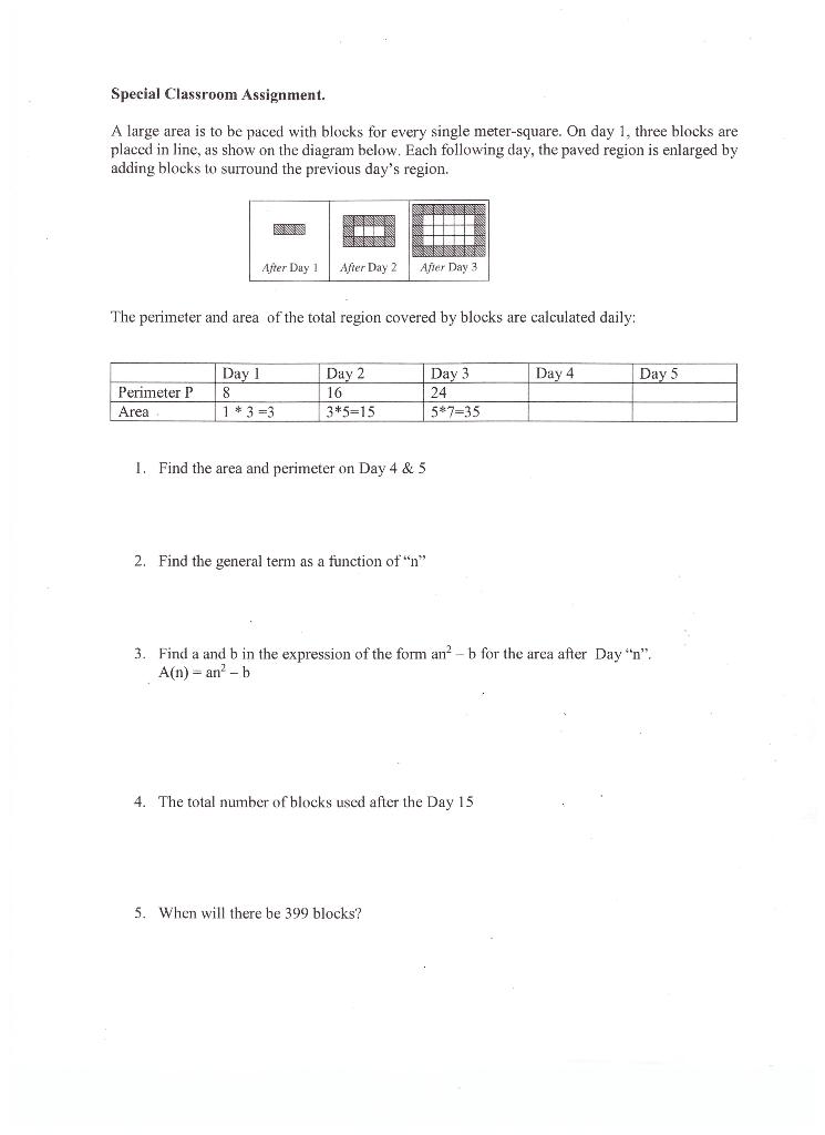 Solved Special Classroom Assignment. A large area is to be | Chegg.com