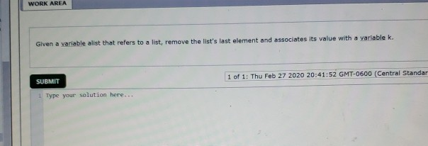 Solved Given A Variable Alist That Refers To A List Remove 