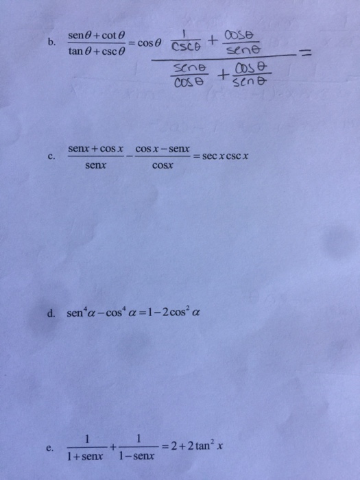 Solved b. scne senx + cosx cos x-senx C. = sec x csc x senx | Chegg.com