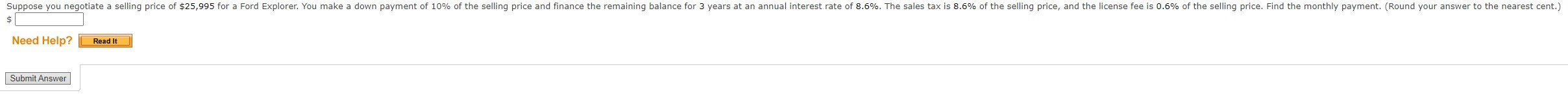 Solved Need Help? Read It Submit Answer | Chegg.com