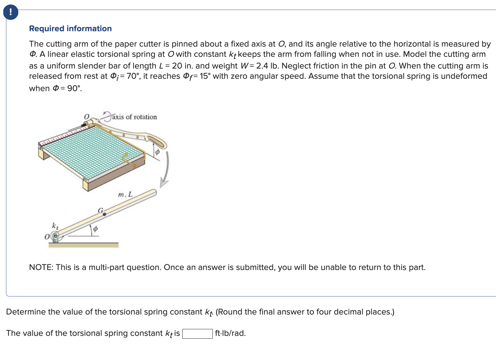 Solved Required information The cutting arm of the paper | Chegg.com