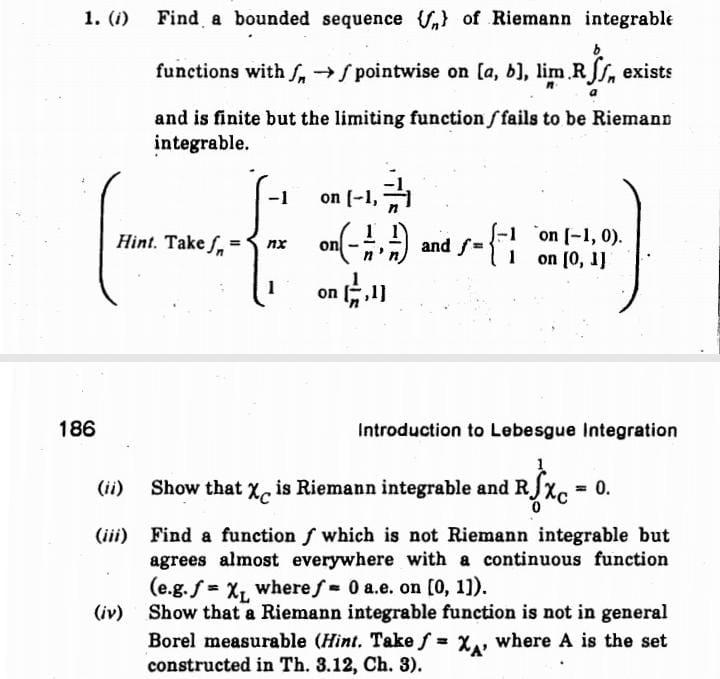 Solved 1. (1) Find a bounded sequence Vn} of Riemann | Chegg.com