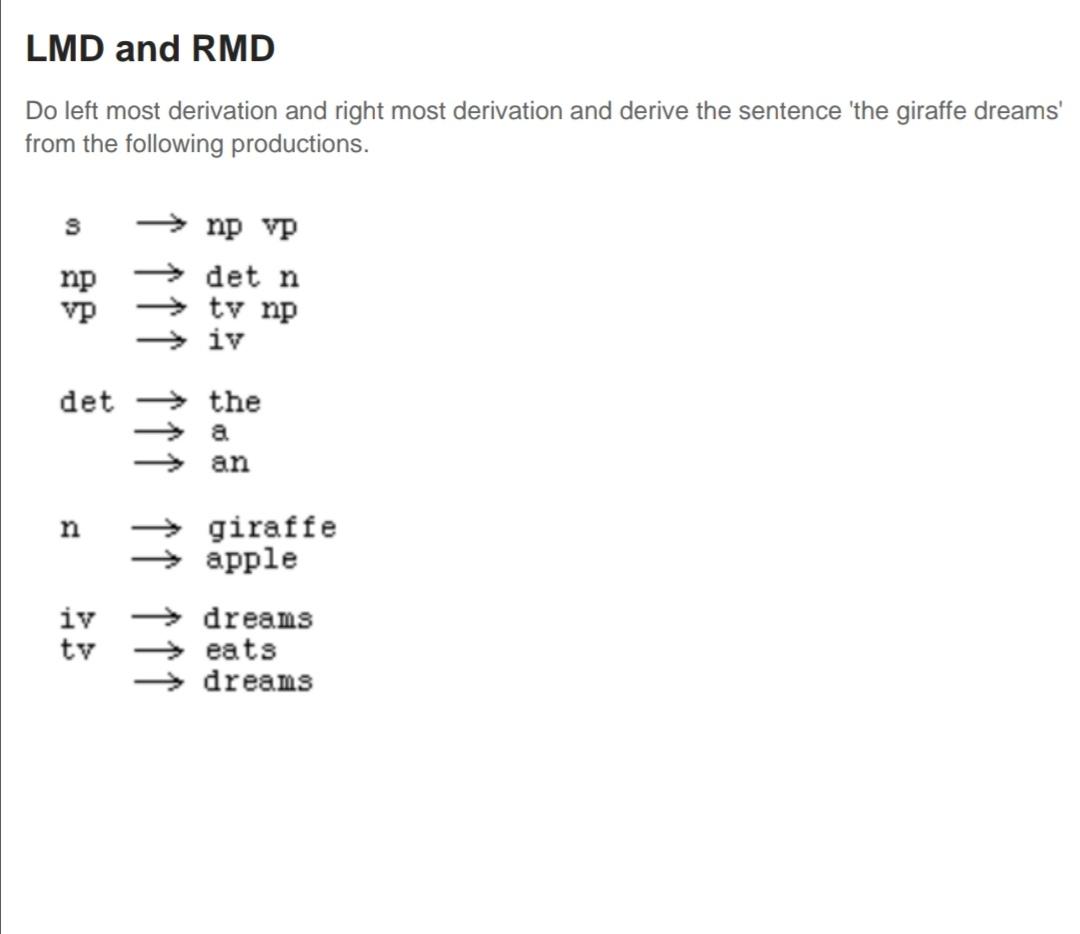 Solved LMD and RMD Do left most derivation and right most | Chegg.com
