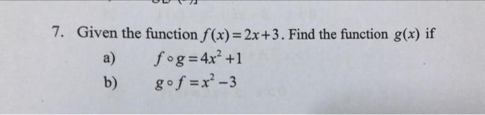 Solved 7. Given the function f(x)-2x+3. Find the function | Chegg.com