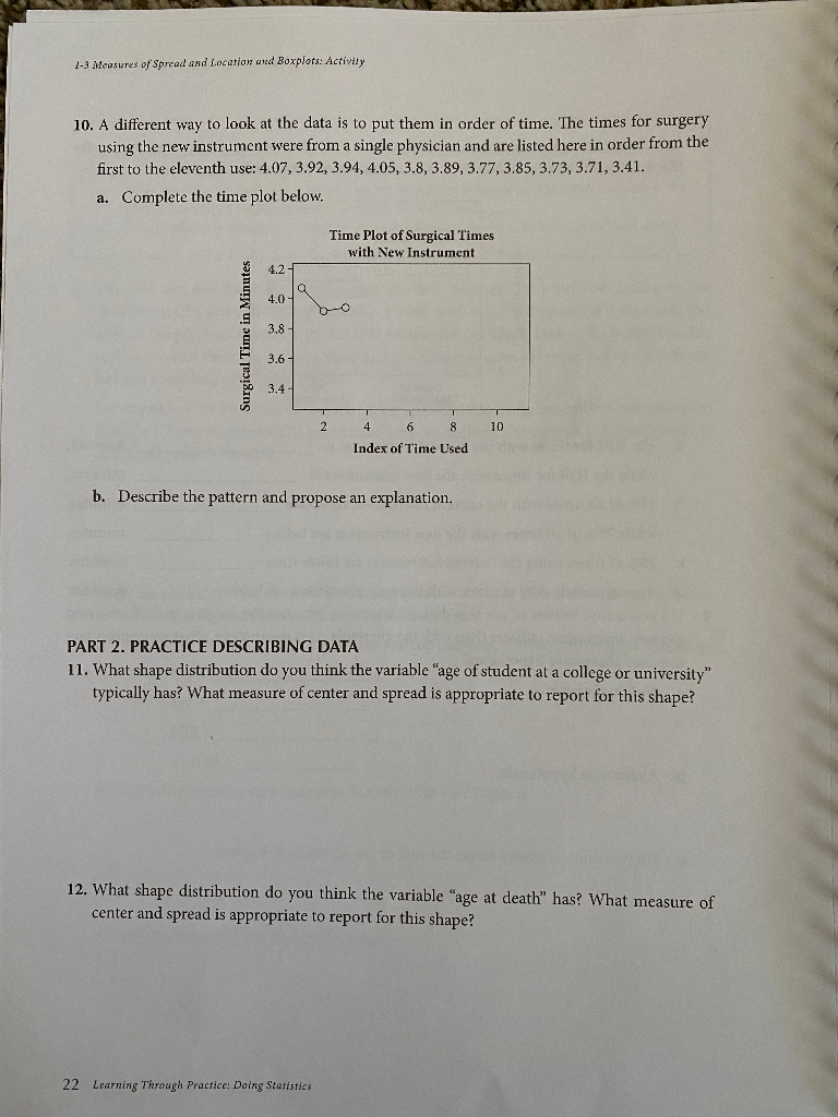 Solved 1 3 Measures Of Spread And Location And Boxplots