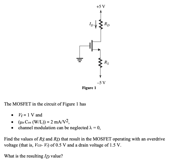 Solved 5 V 68R Figure 1 The MOSFET in the circuit of Figure | Chegg.com
