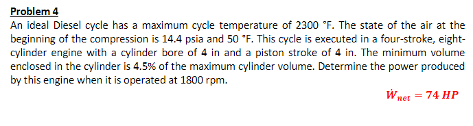 Solved Problem 4 An ideal Diesel cycle has a maximum cycle | Chegg.com