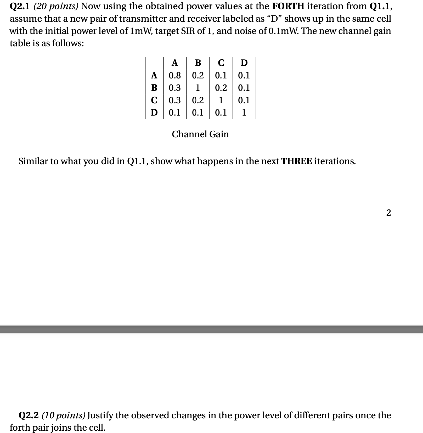 Solved Q2.1 (20 points) Now using the obtained power values | Chegg.com