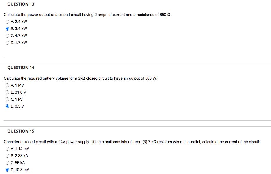 Solved Calculate the power output of a closed circuit having | Chegg.com