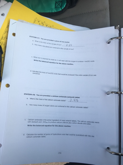 Solved Laboratory 20- Activity Relating Mole Calculations | Chegg.com