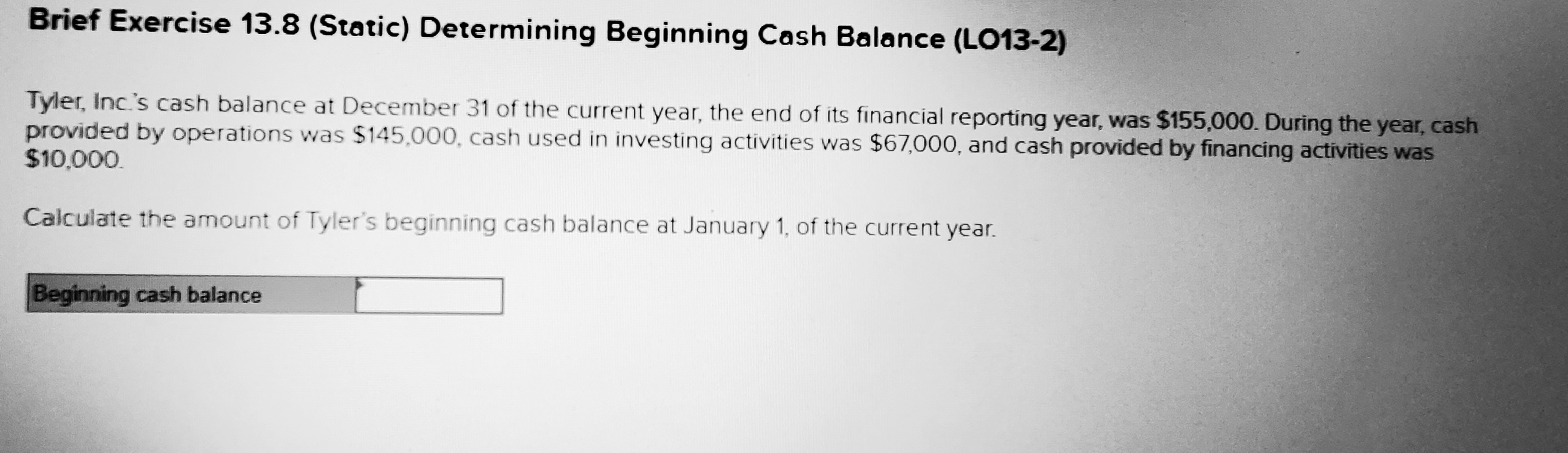 Solved Brief Exercise 13.8 (Static) Determining Beginning | Chegg.com