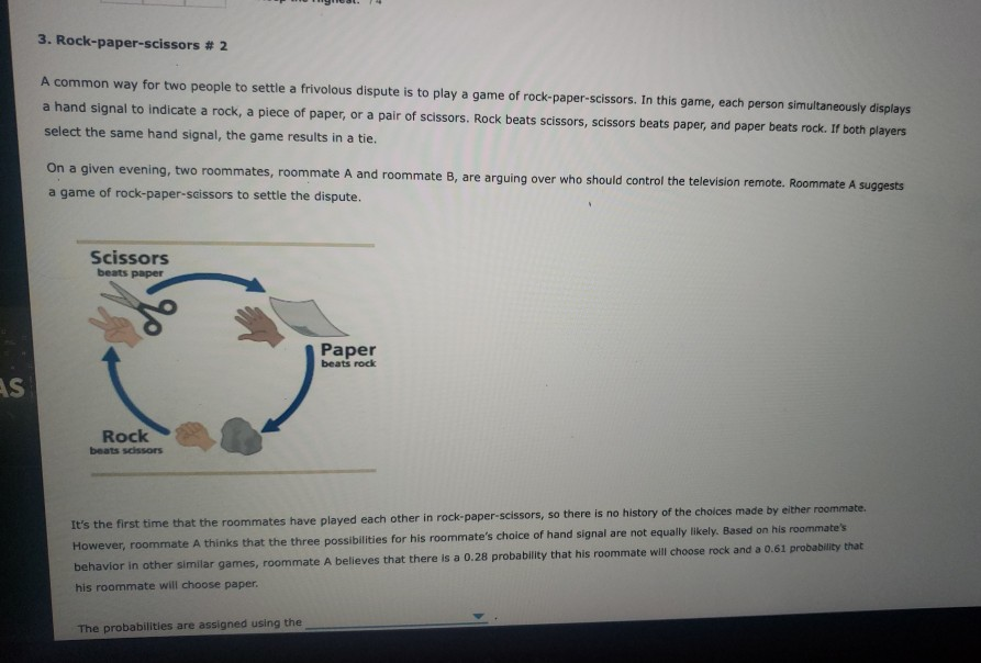 Solved 3. Rock-paper-scissors # 2 A common way for two | Chegg.com