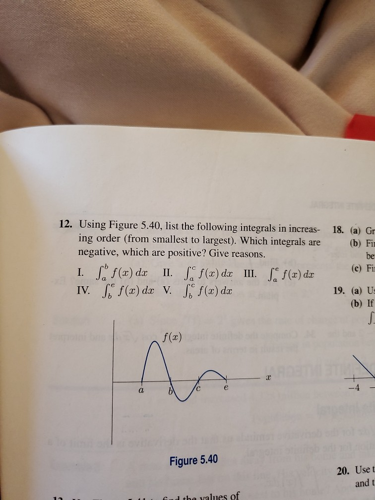 Solved 12. Using Figure 5.40, list the following integrals | Chegg.com