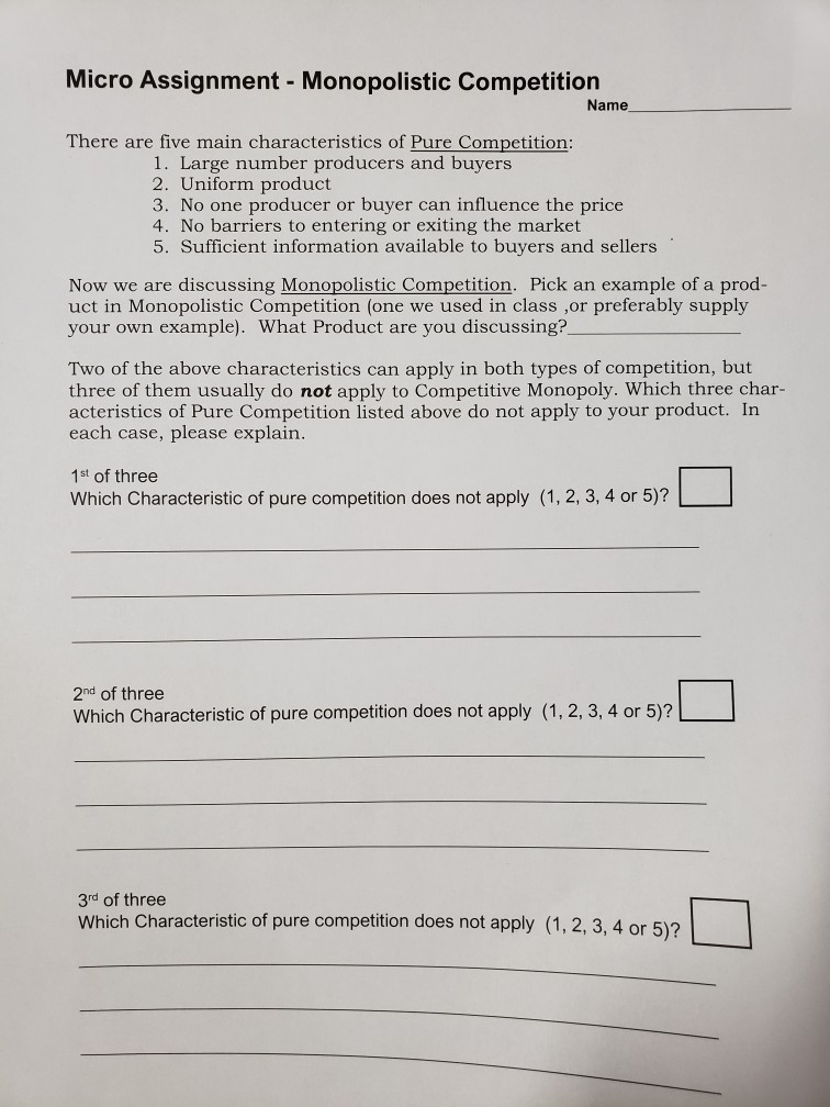 Solved Micro Assignment - Monopolistic Competition Name | Chegg.com