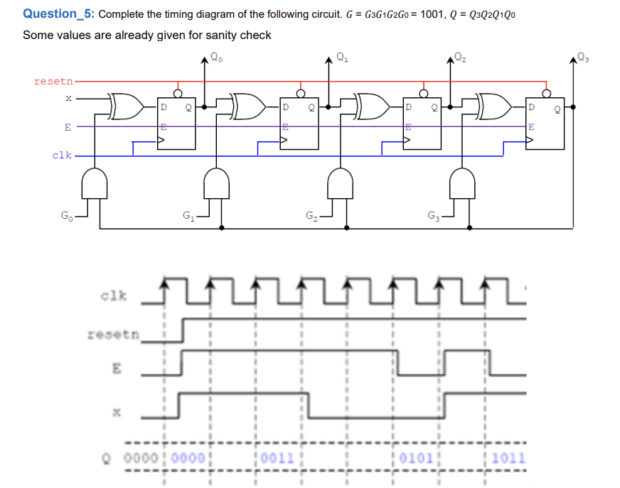 Solved Question_5: Complete the timing diagram of the | Chegg.com