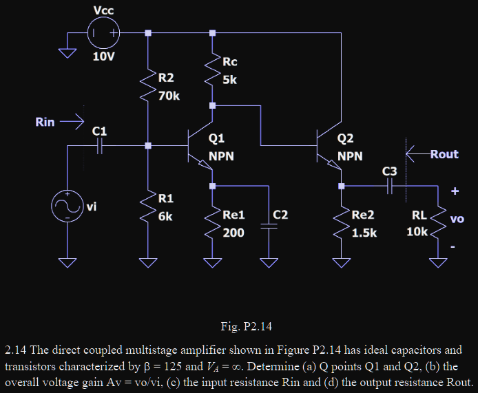 Solved 2.14 The direct coupled multistage amplifier shown in | Chegg.com