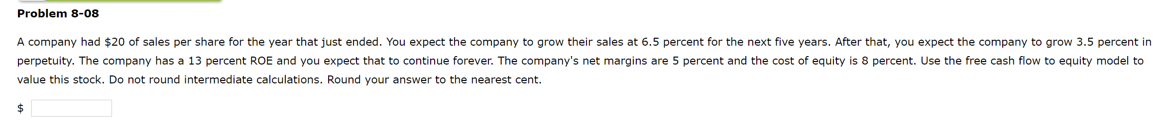 Solved value this stock. Do not round intermediate | Chegg.com